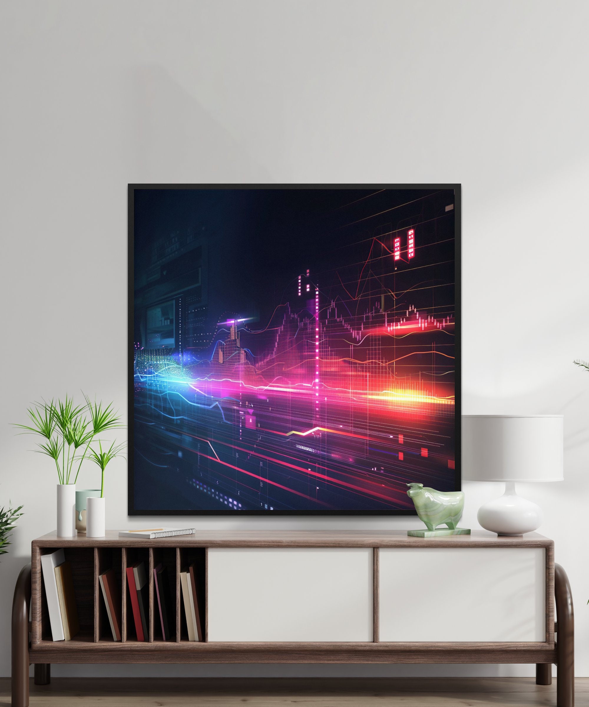 Abstract Digital Art Wallpaper, Colorful Tech Background, Cyber Data ...