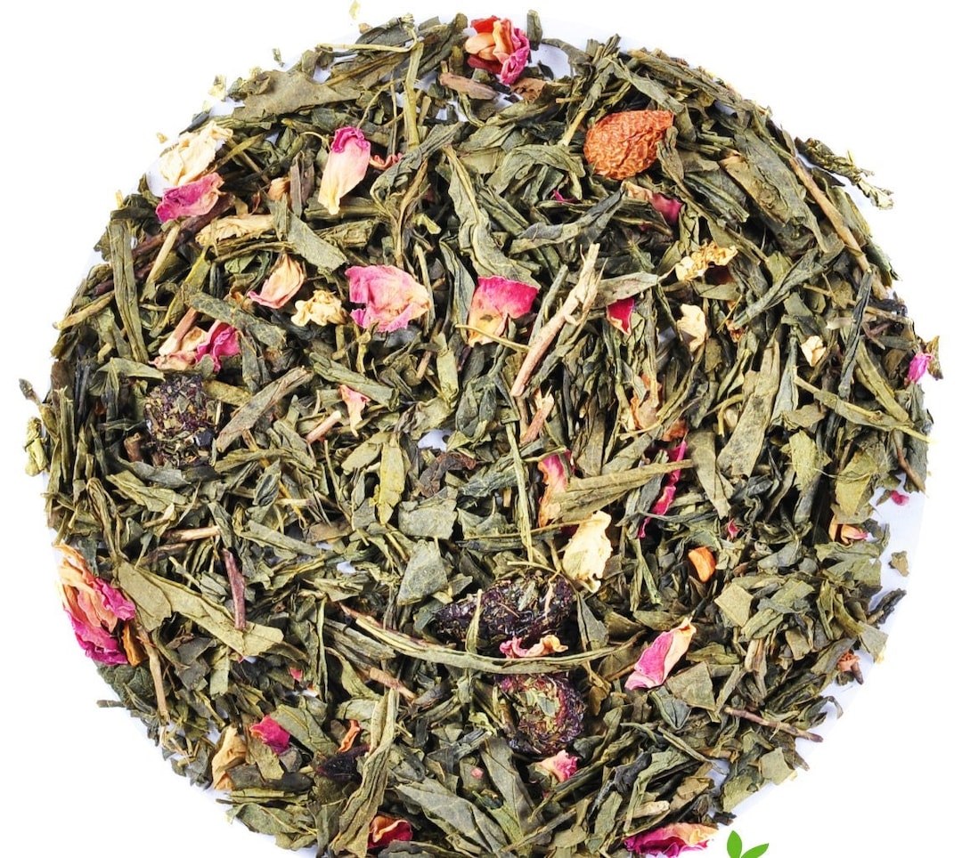 Sakura Tea Green Tea / Fruit Tea 50g / 1.76 Oz Sencha Green Tea, Rose ...