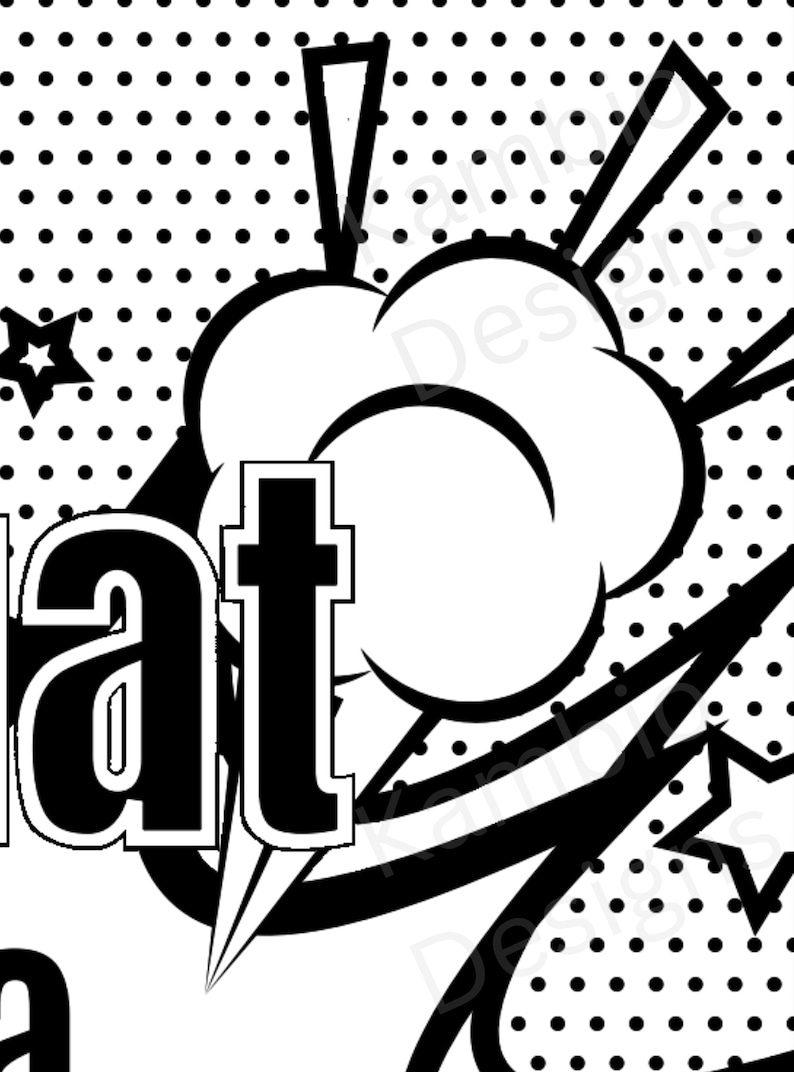 Printable Coloring Page Digital Download, Pop Art, Black and White Gym ...