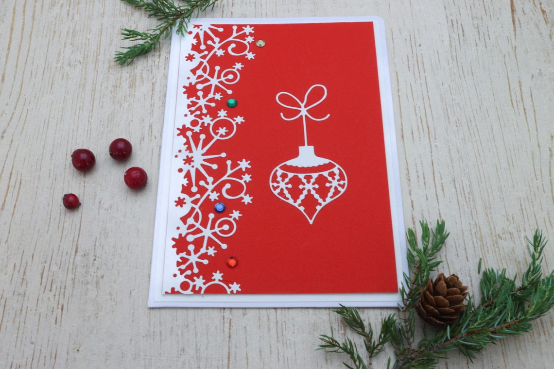 Christmas Ornament Cards, Winter Holiday Cards, Ornament Cards ...