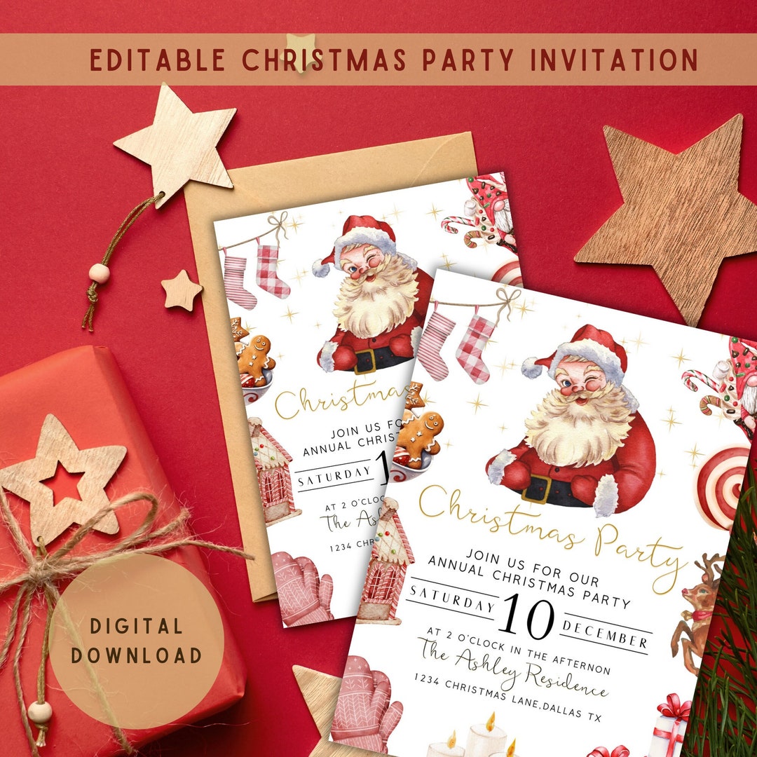 EDITABLE Santa Claus Invitation Christmas - Etsy