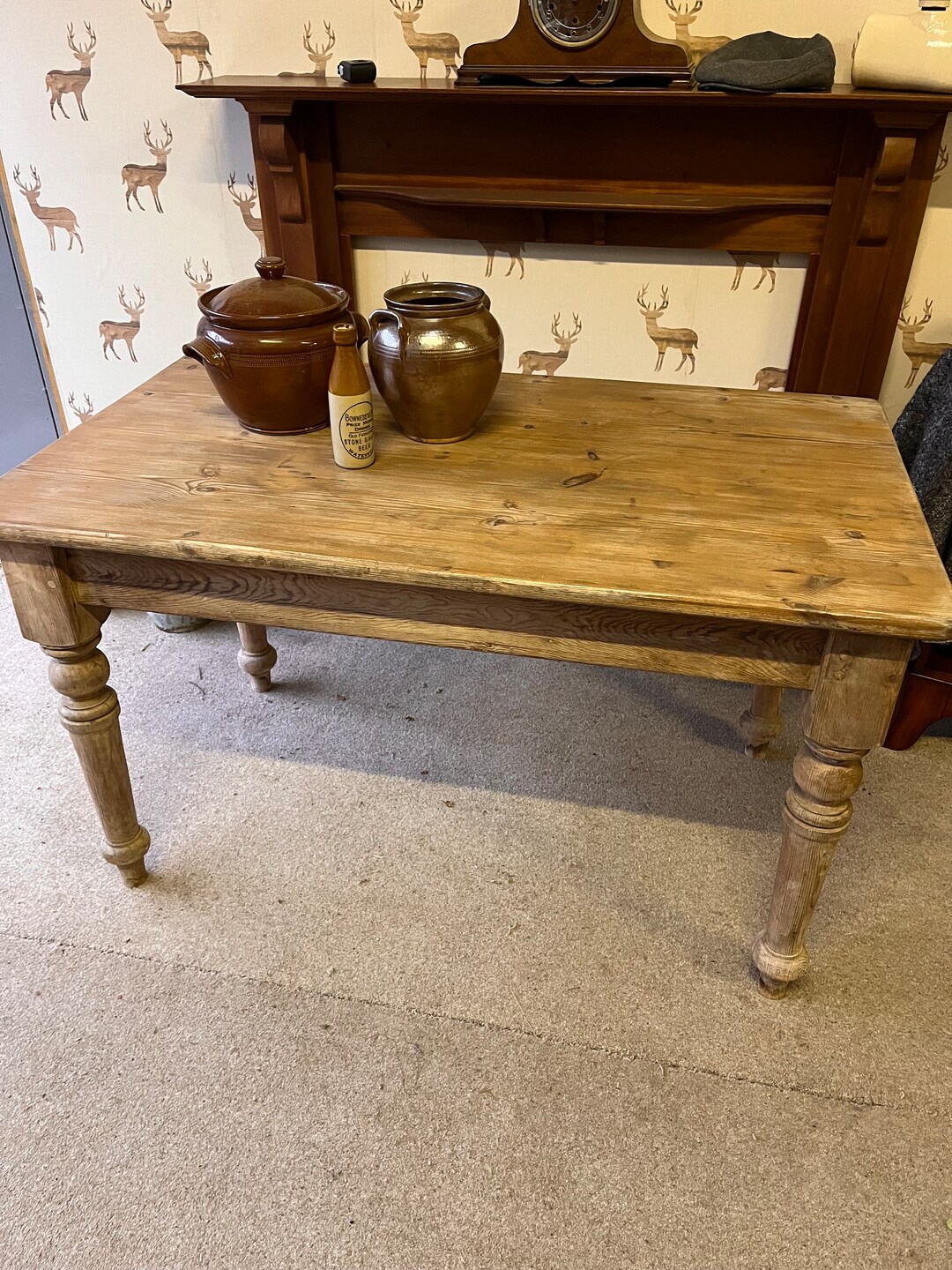Antique English Pine Table With Draw - Etsy