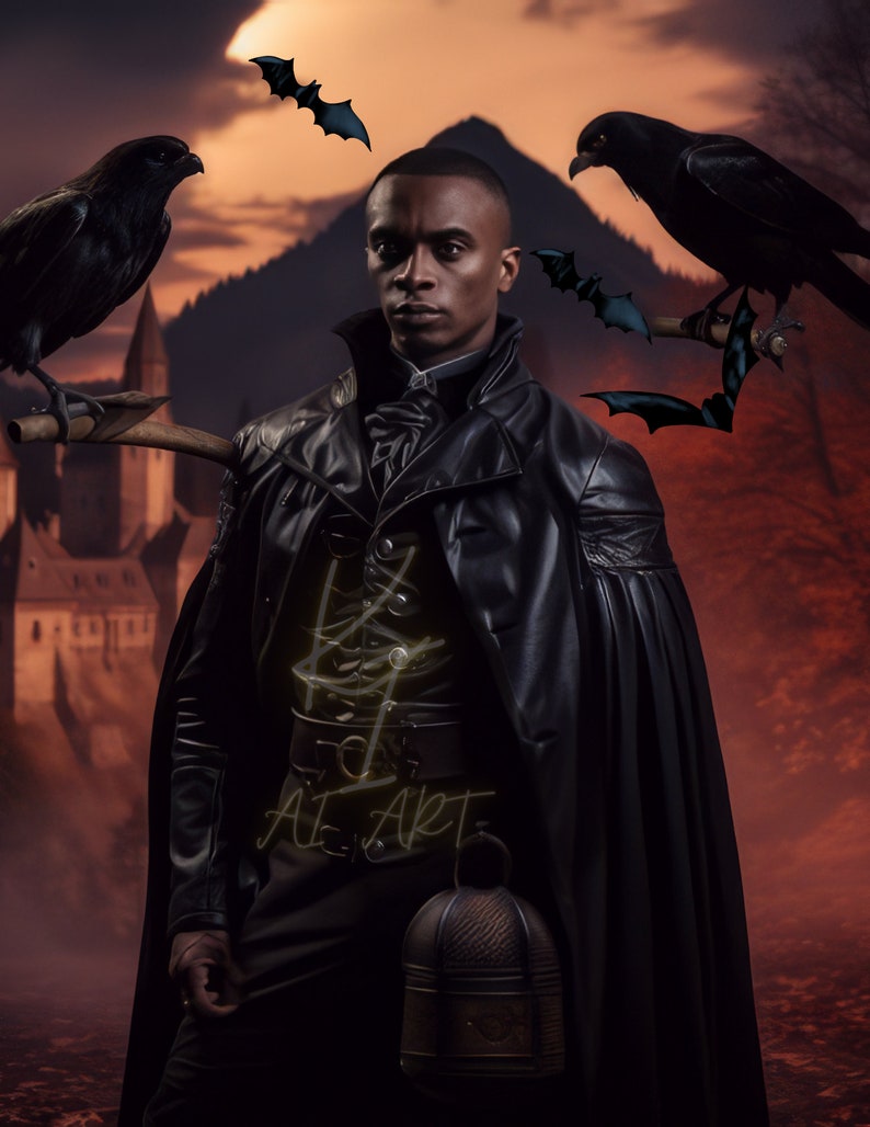 Dracula Mini Bundle PNG, African American Vampire, Halloween Invitation ...