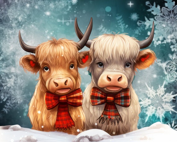 Highland Cow Christmas Pngs, Wrapping Paper, Tumbler Wrap, Christmas ...