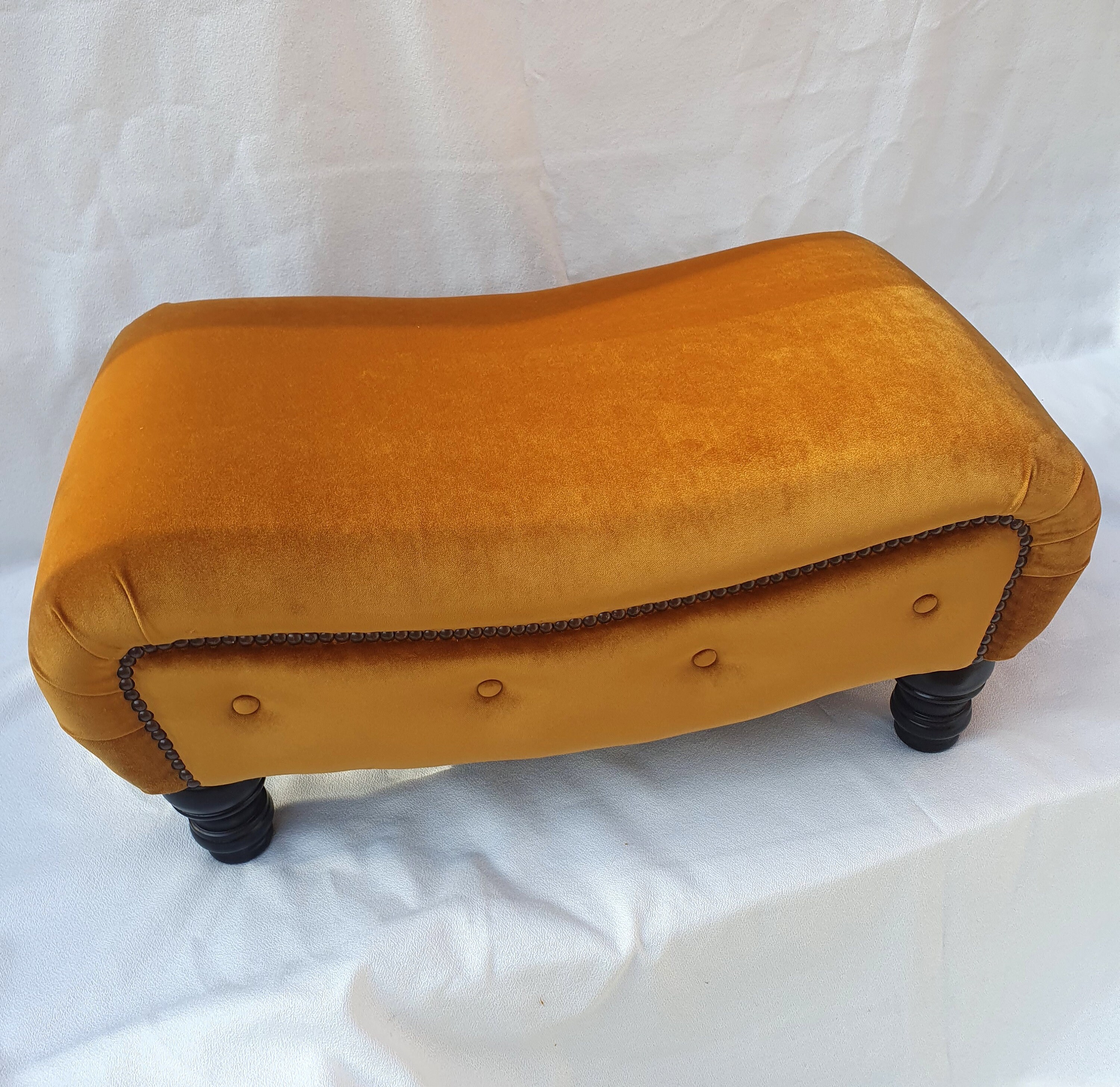 Handmade Gold Velvet Footstool, Designer Luxurious Footstool, Retro ...