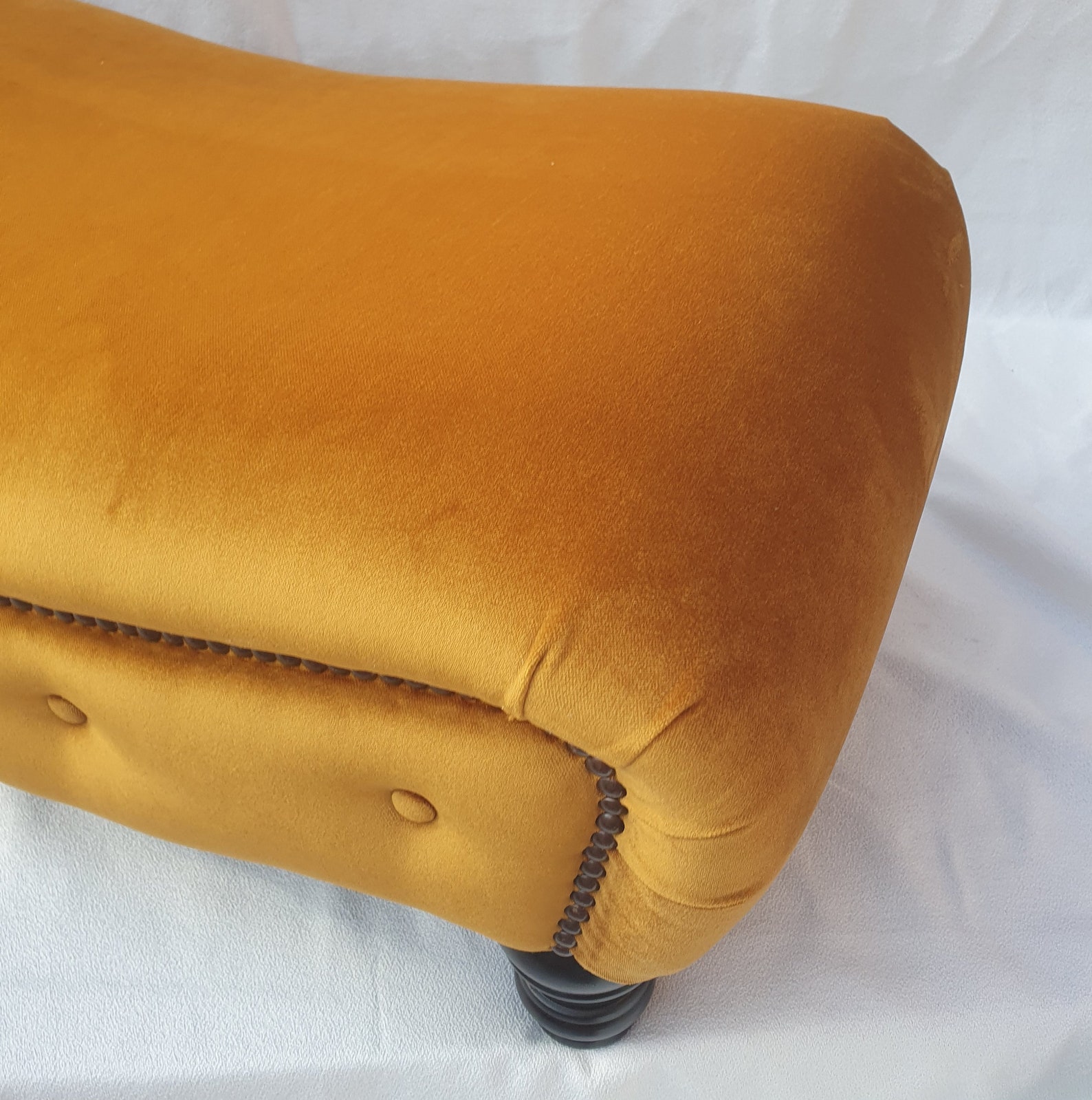Handmade Gold Velvet Footstool, Designer Luxurious Footstool, Retro ...