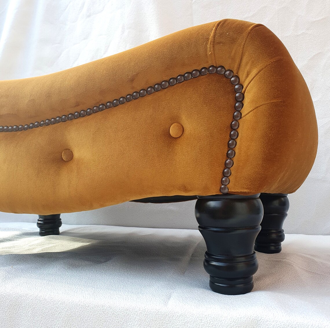 Handmade Gold Velvet Footstool, Designer Luxurious Footstool, Retro ...