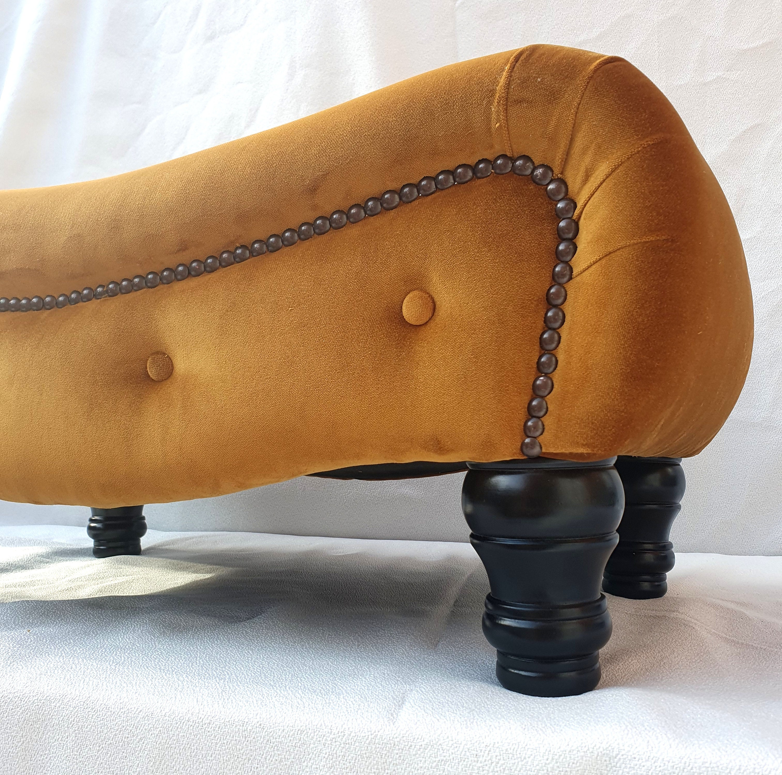 Handmade Gold Velvet Footstool, Designer Luxurious Footstool, Retro ...