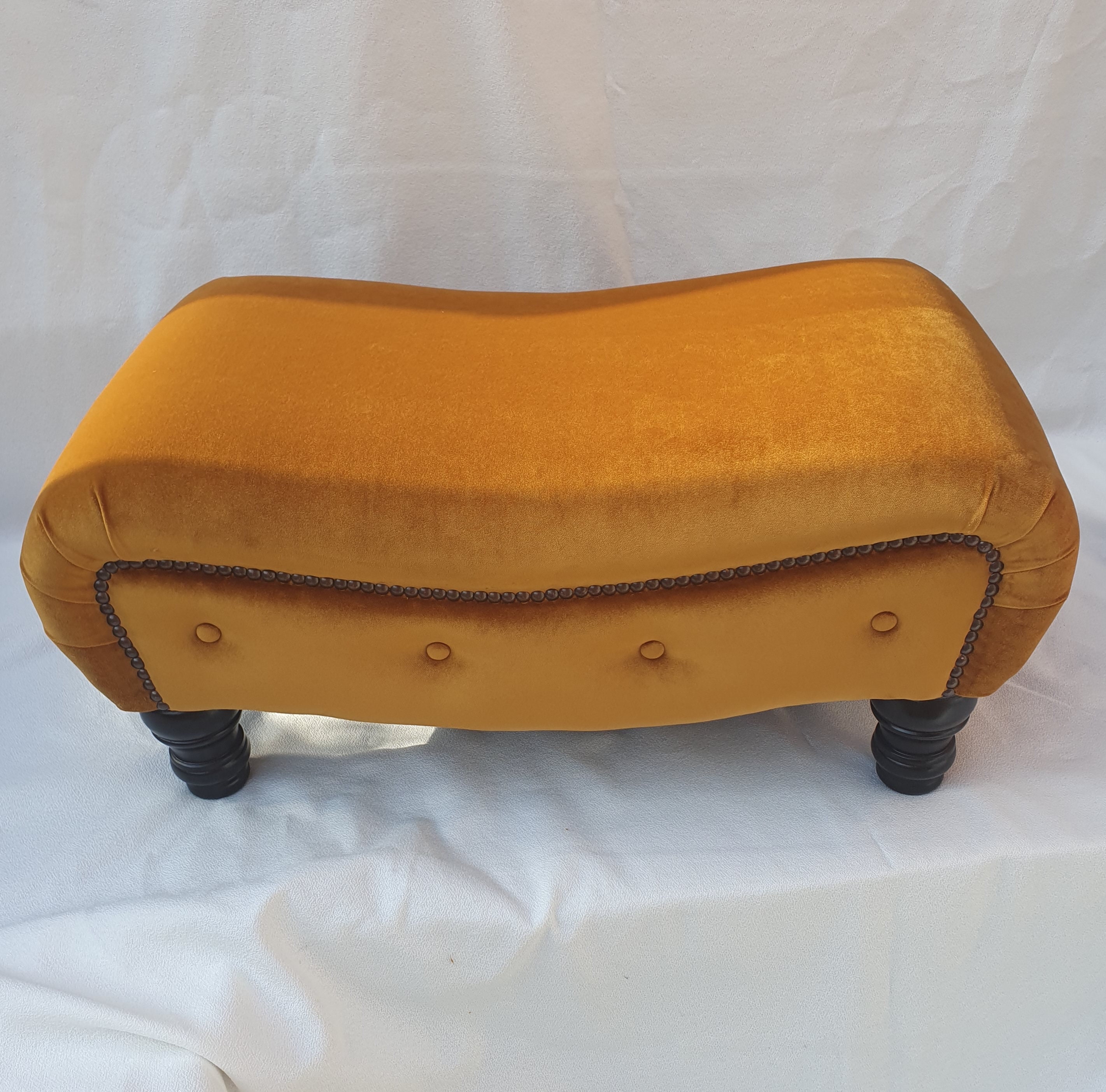 Handmade Gold Velvet Footstool, Designer Luxurious Footstool, Retro ...