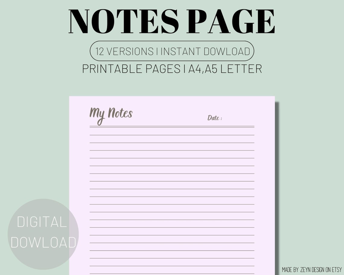 Printable Lined Page Lined Sheets Printable Notes Printable Writing ...