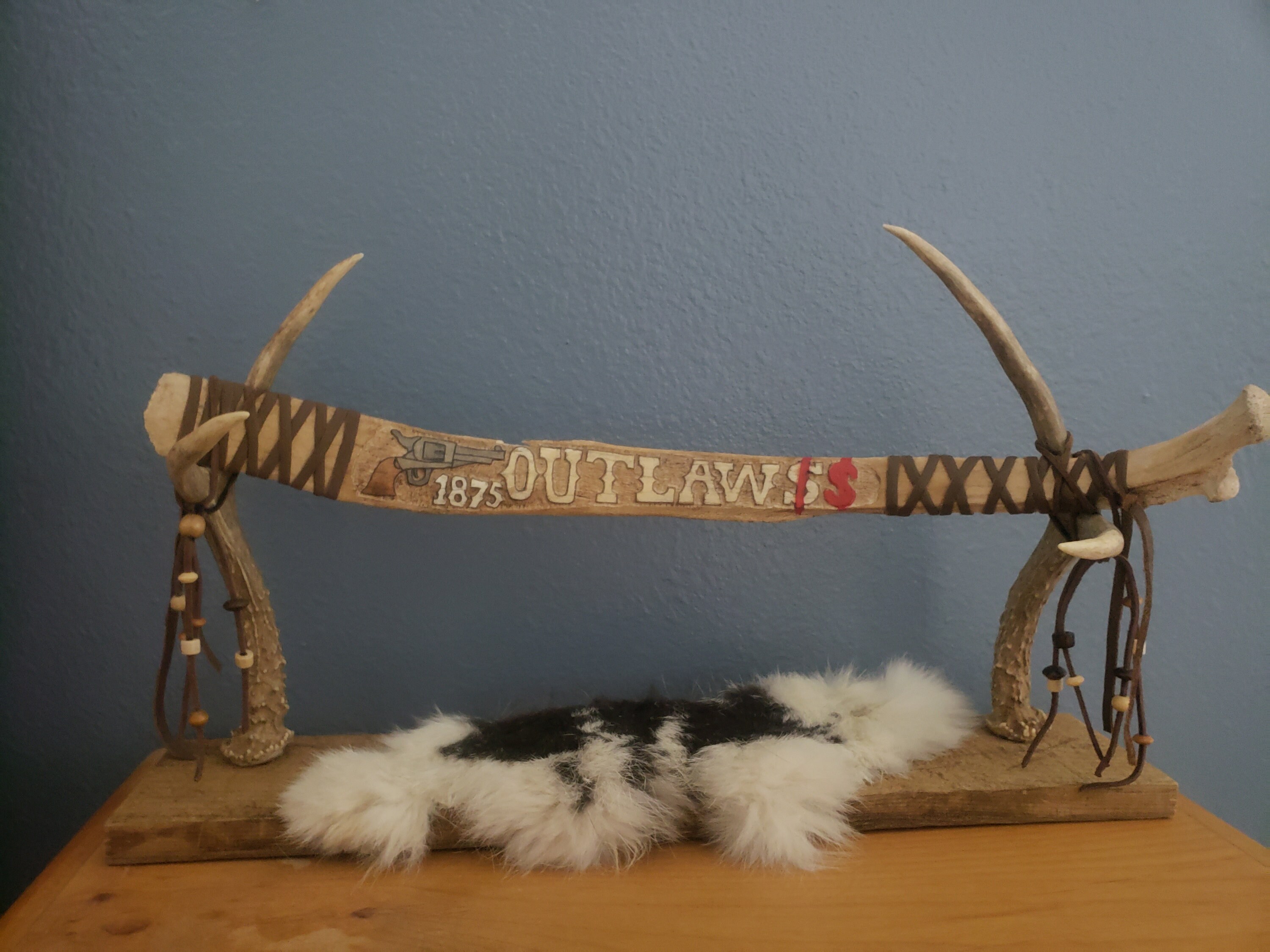 Hand Carved Rib Bone Mounted on Real Mule Deer Antler - Etsy
