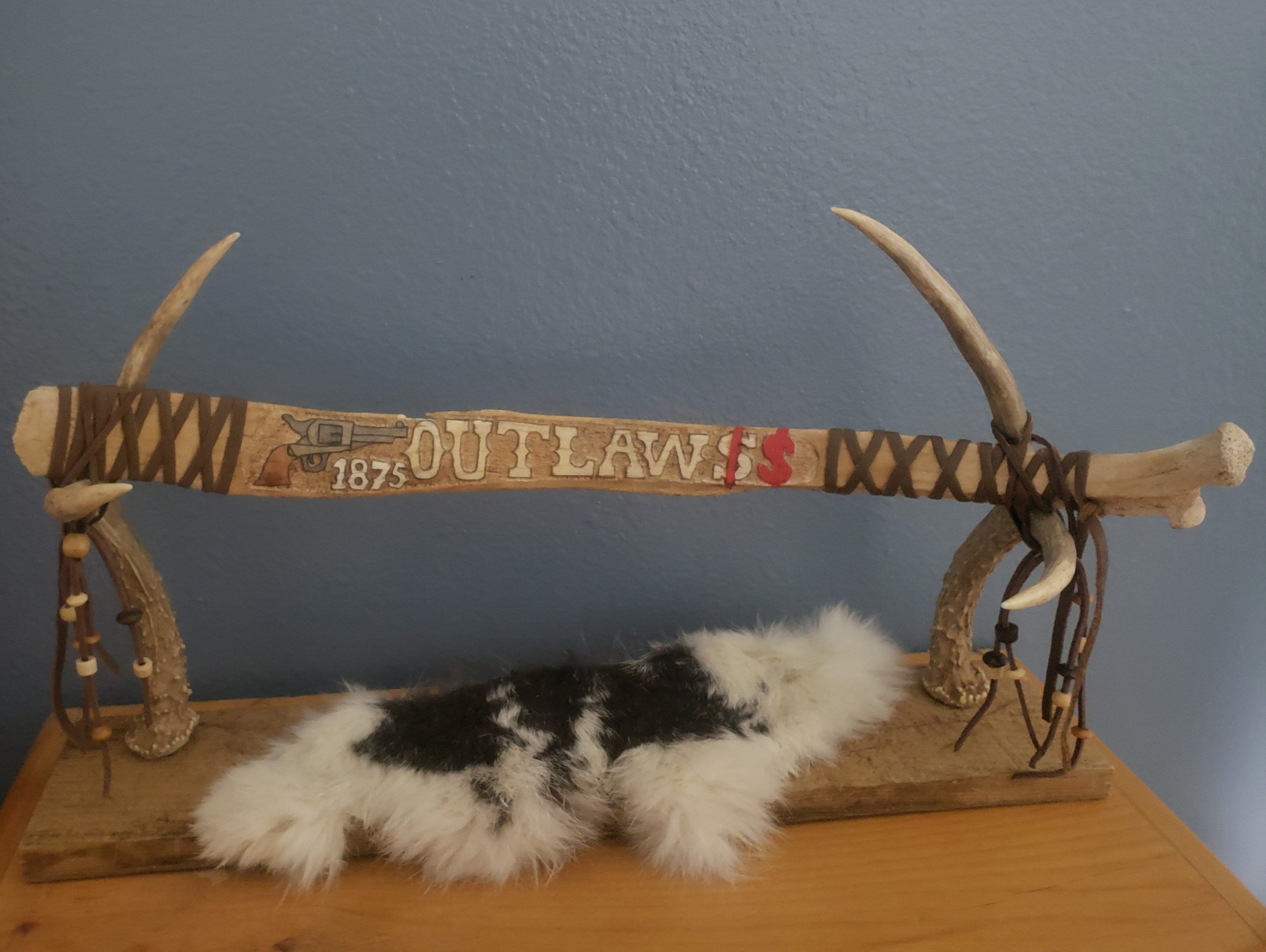 Hand Carved Rib Bone Mounted on Real Mule Deer Antler - Etsy