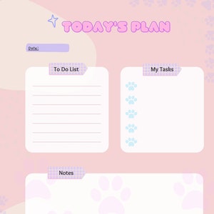 Kitty Inspired Printable Daily Planner, Fillable Daily to Do List ...