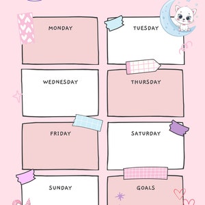 Kitty Inspired Printable Daily Planner, Fillable Daily to Do List ...