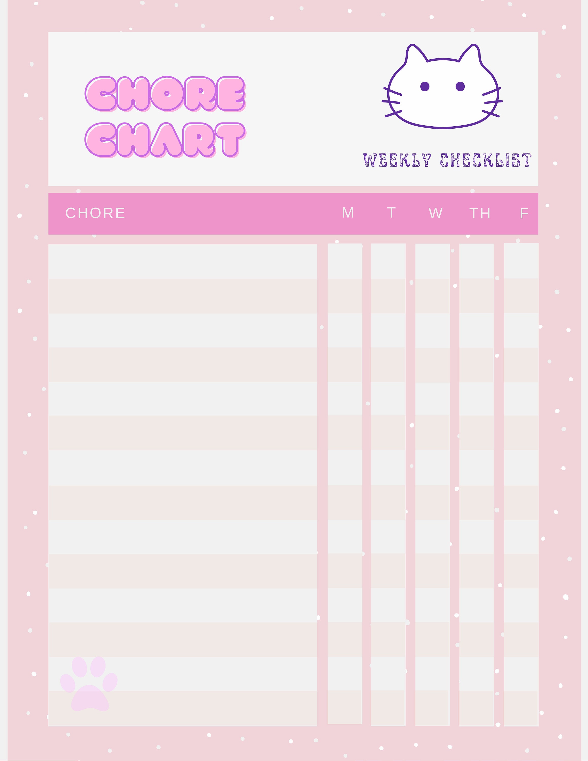 Kitty Inspired Printable Daily Planner, Fillable Daily to Do List ...