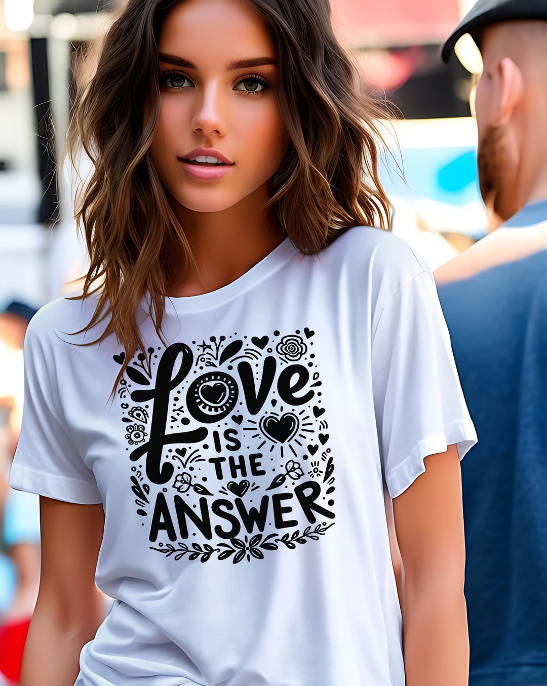 Unisex T-shirt Love Ist the Answer Statement Motto Inspiration Freundschaft Herz Botschaft LGB ...