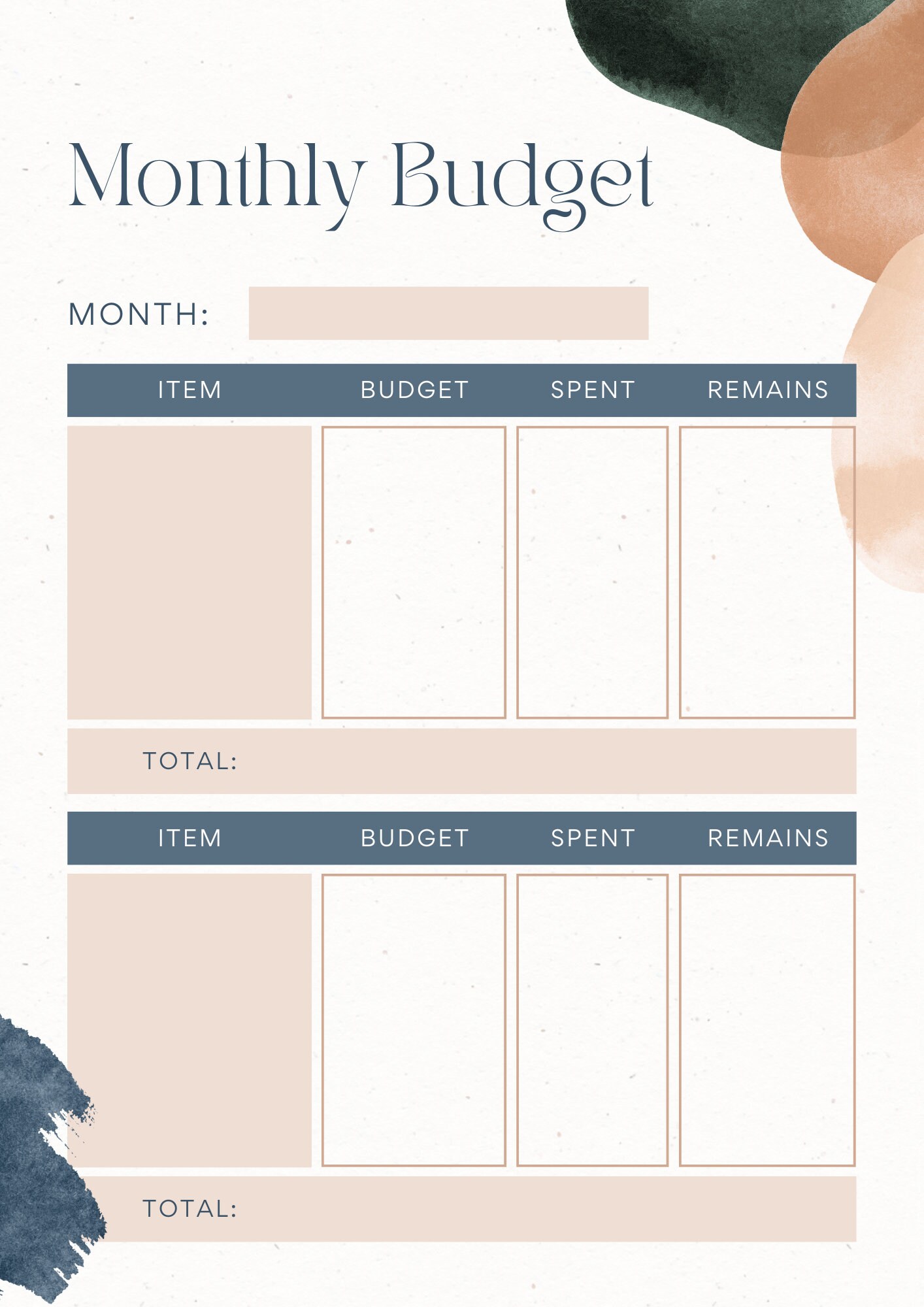 Monthly Budget Tracker, Expense Tracker, Purchase Checklist, Monthly ...