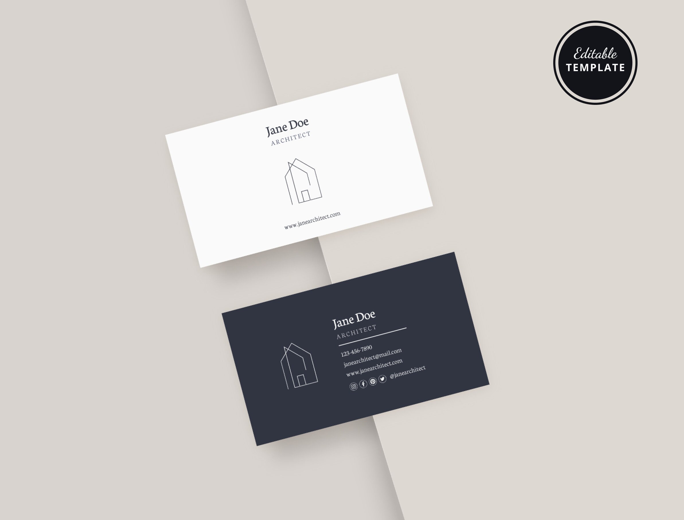 Minimalistic Business Card Design, Editable Canva Template, Printable ...