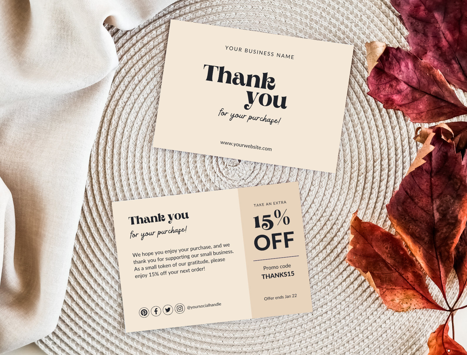 Luxury Business CARD, THANK YOU Client, Thank You Card Canva, Editable ...