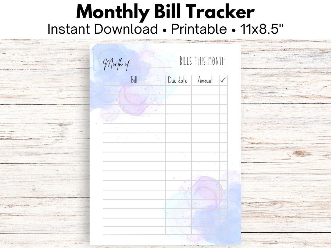 Monthly Bill Tracker Family Planner Printable Bill Tracker Printable ...