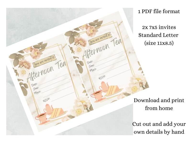 Afternoon Tea Invitation | Printable Invitation | Printable | Digital ...