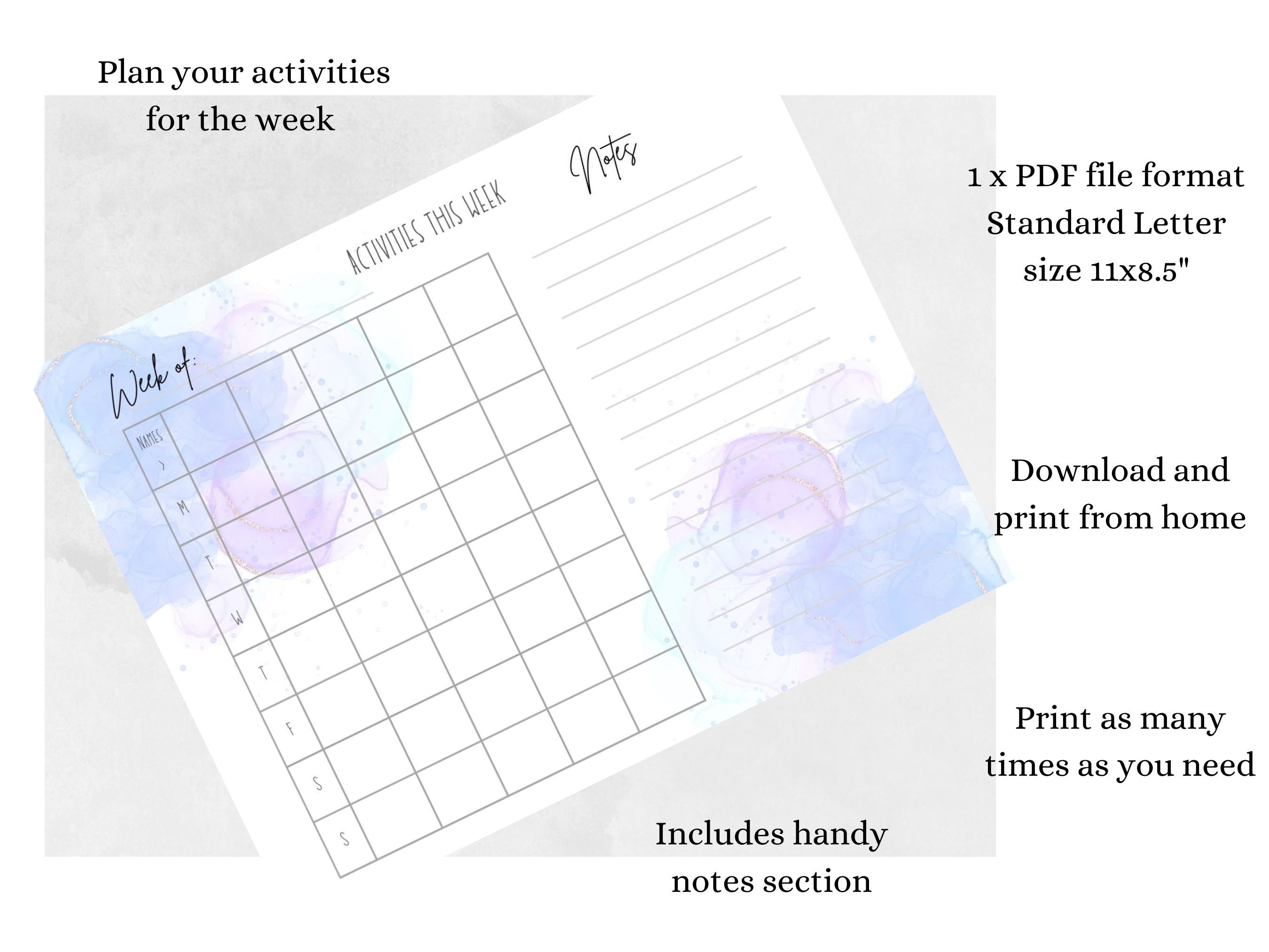Weekly Activity Planner Family Planner Weekly Planner Printable Planner ...
