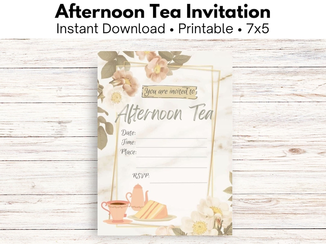 Afternoon Tea Invitation | Printable Invitation | Printable | Digital ...