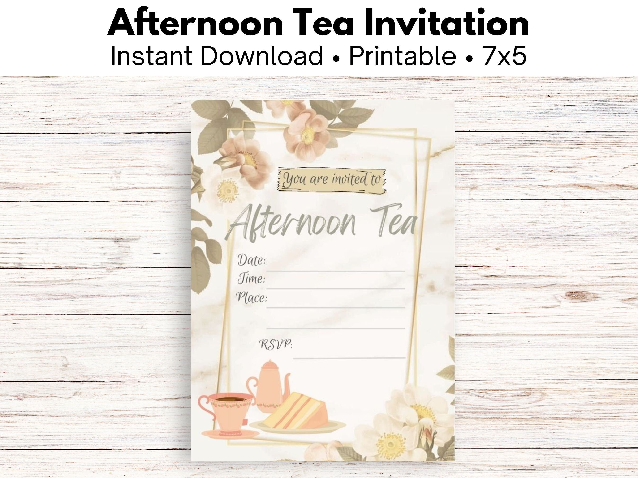Afternoon Tea Invitation | Printable Invitation | Printable | Digital ...