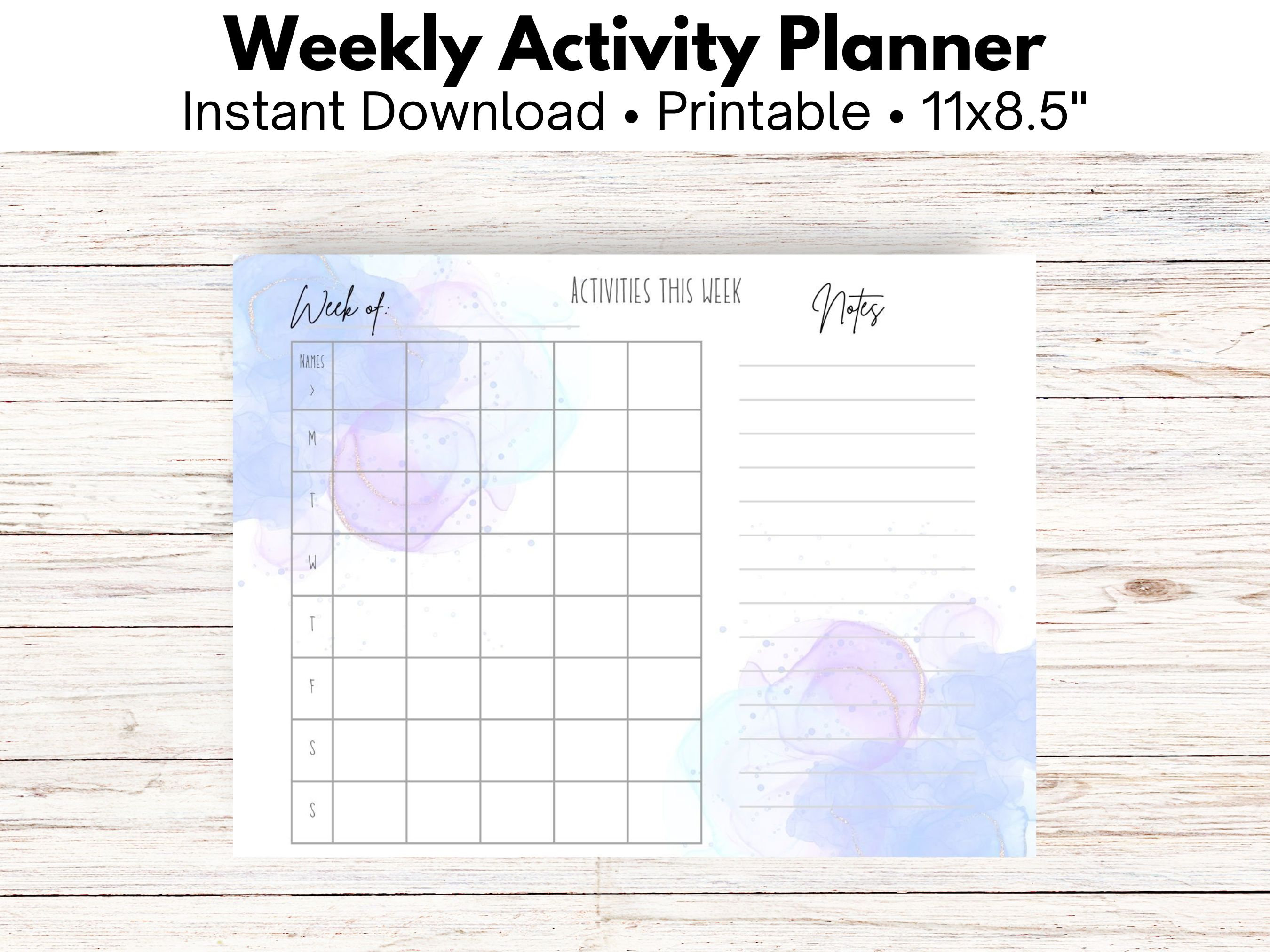 Weekly Activity Planner Family Planner Weekly Planner Printable Planner ...