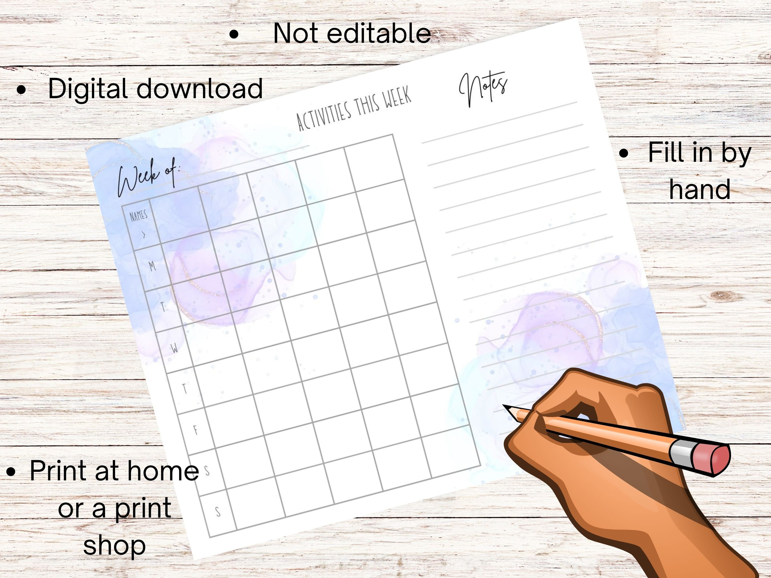 Weekly Activity Planner Family Planner Weekly Planner Printable Planner ...