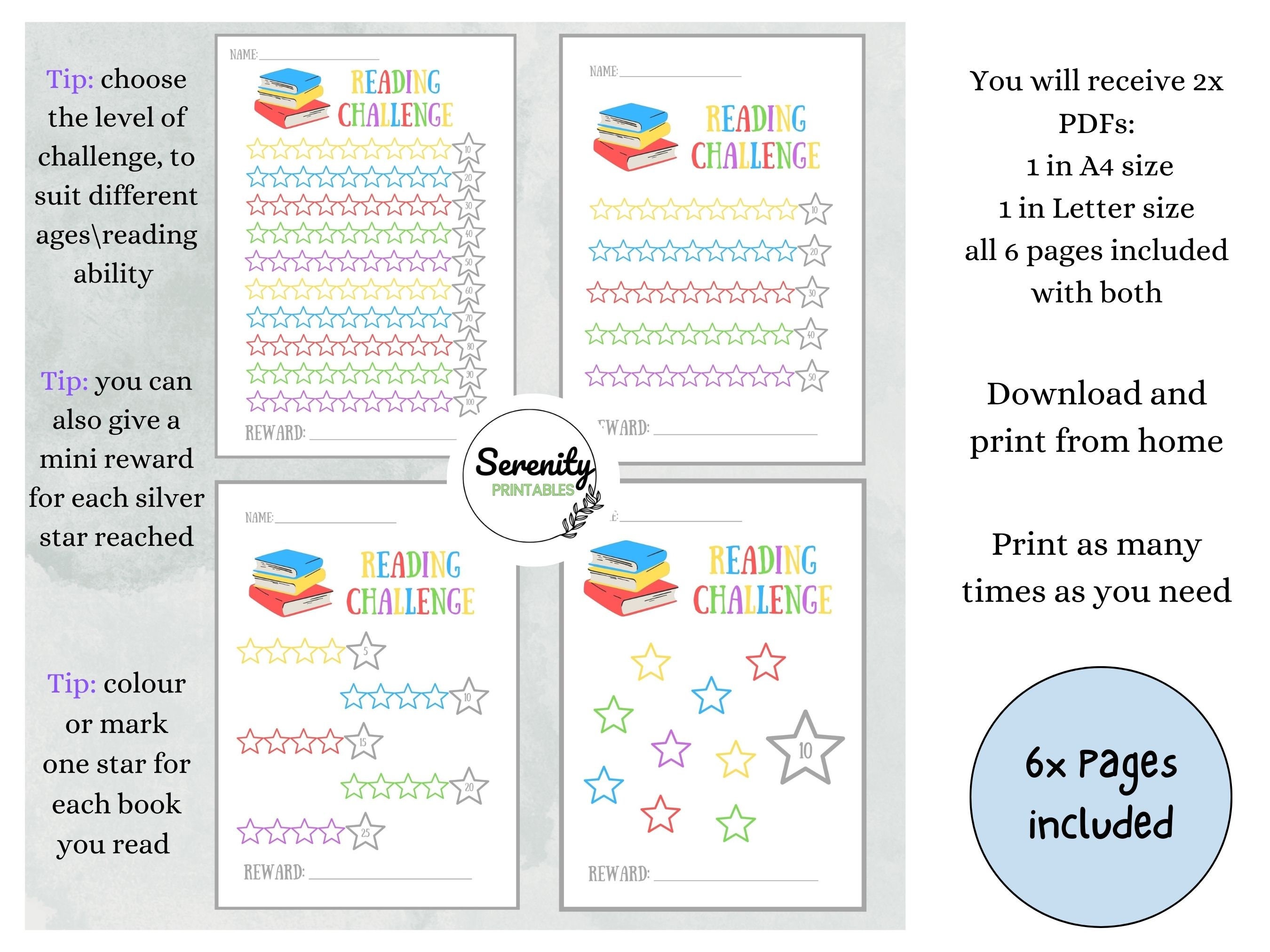 Kids Reading Challenge Reading Tracker Book Tracker Reading Chart ...