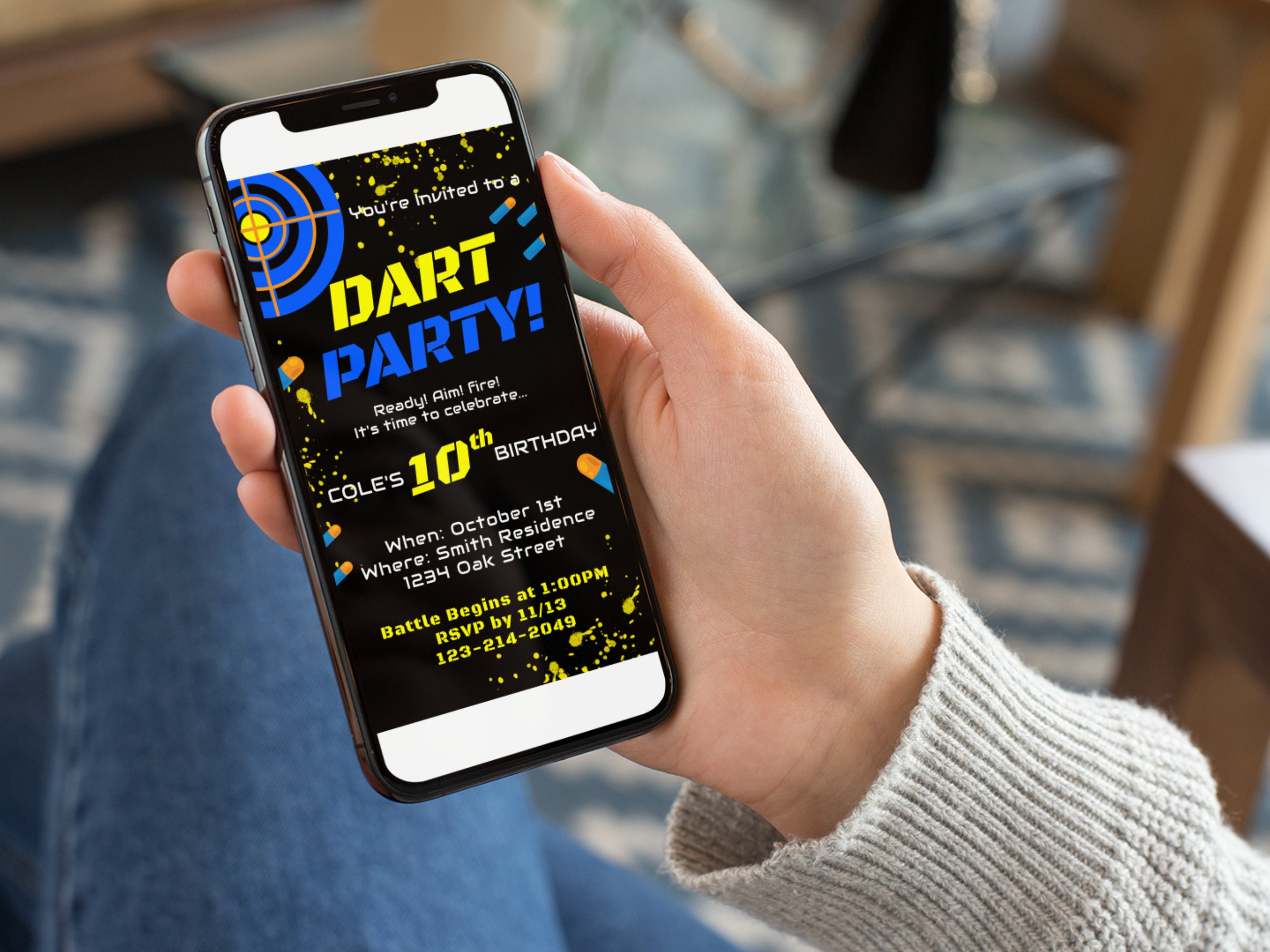 Dart Party Invitation Editable Birthday Invitation Party Dart Gun Party ...
