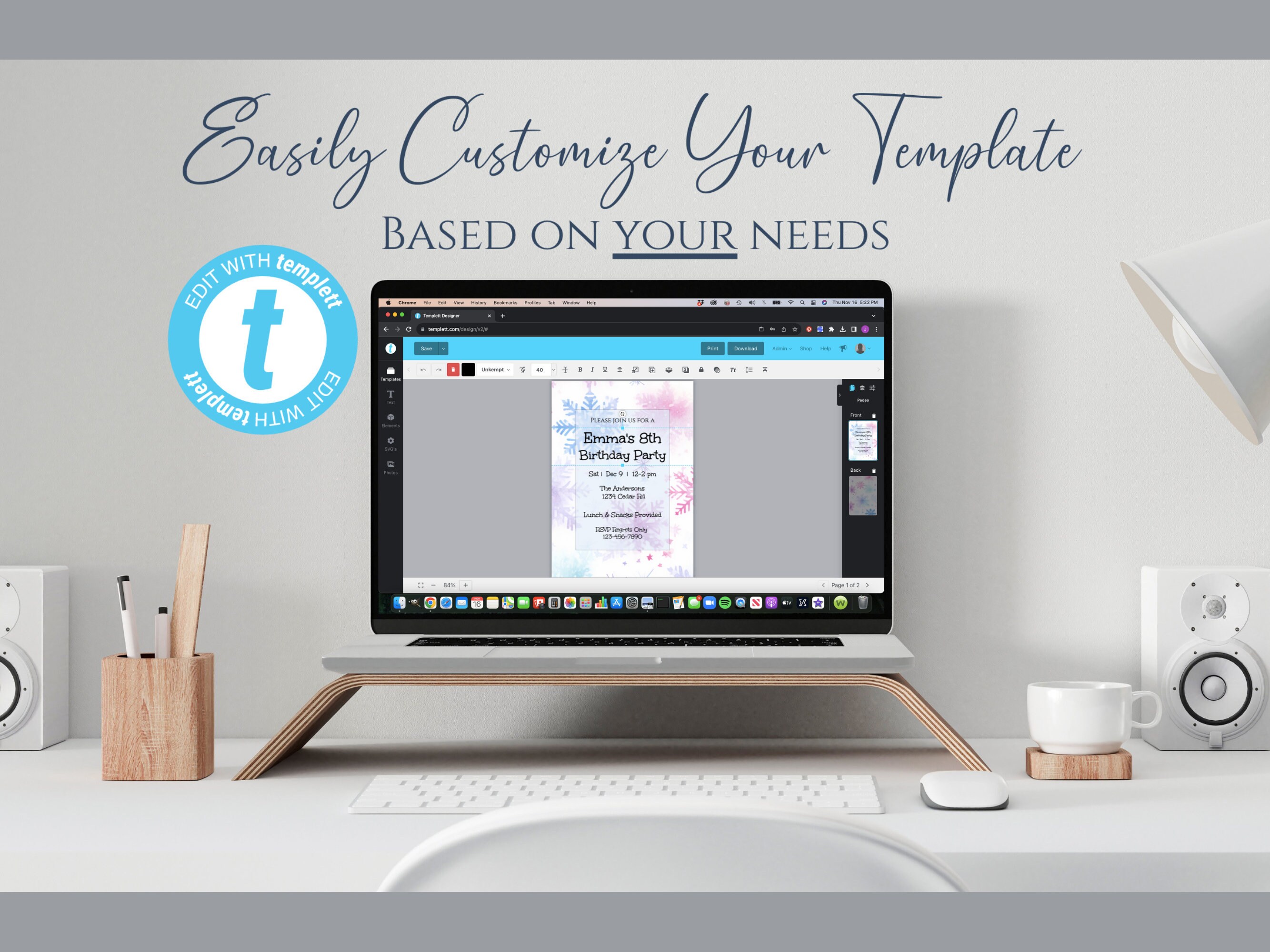 Editable Winter Birthday Invitation Template Ice Princess Birthday ...