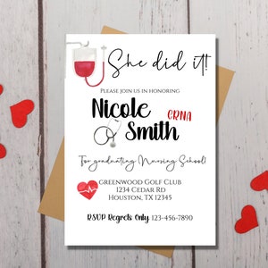CRNA Graduation Party Invitation Editable Nursing Graduation Party ...