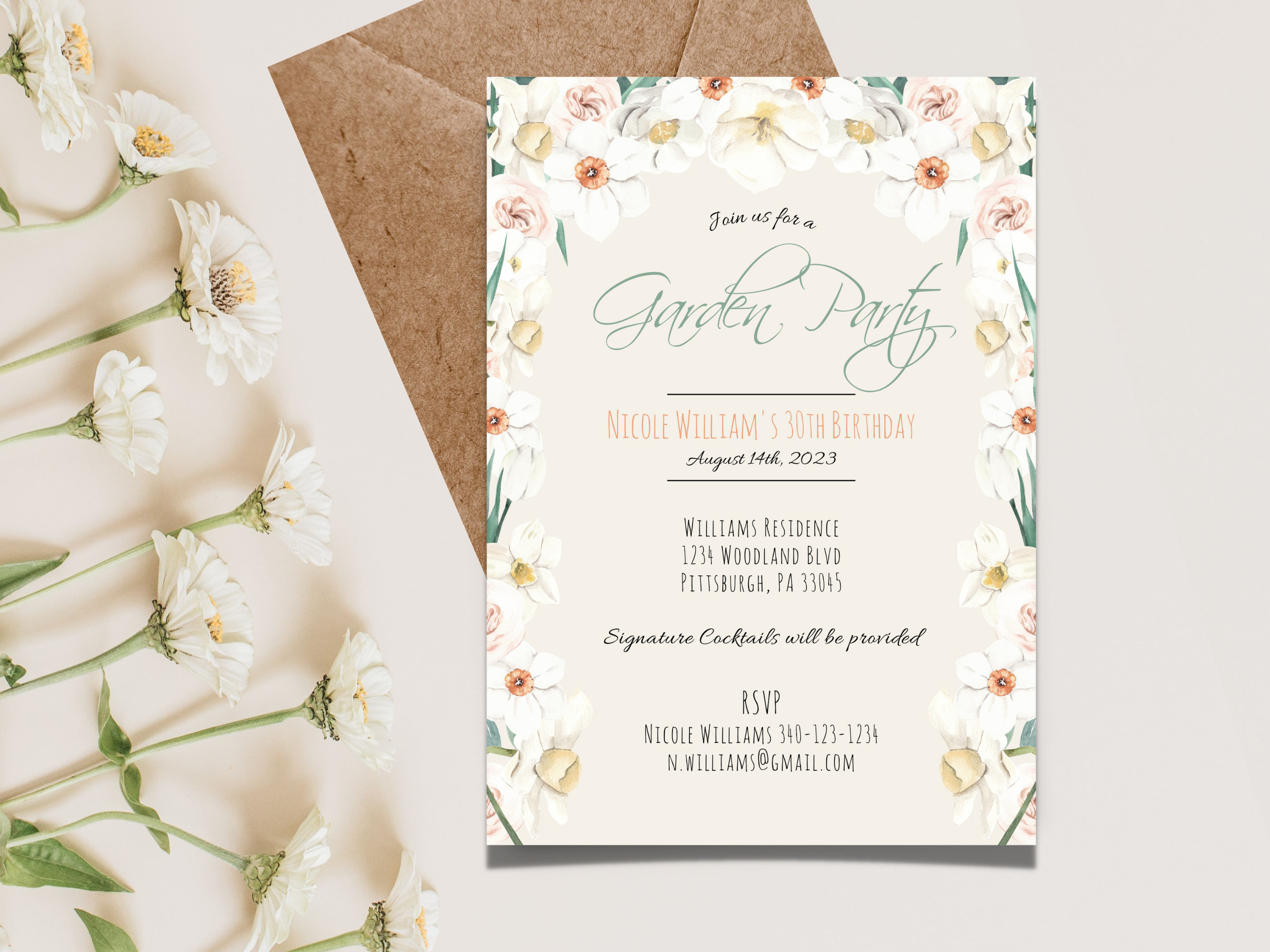 Garden Party Invite Digital, Garden Party Invitation Template ...