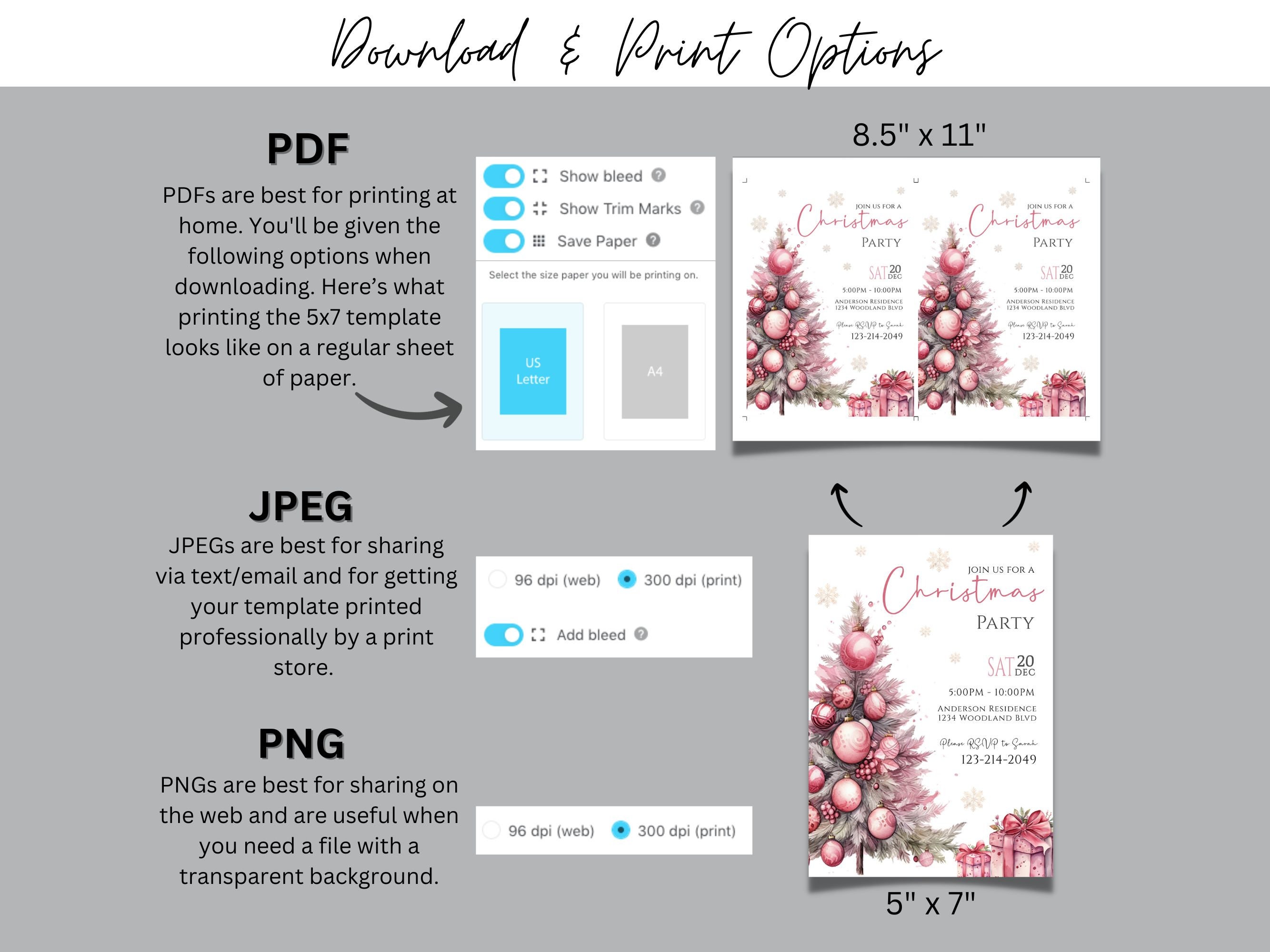 Editable Pink Christmas Party Invitation Holiday Party Invite - Etsy