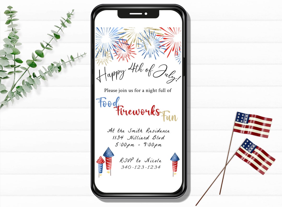 4th Ofjuly Party Invitation, Happy 4th of July, Independence Day Party ...