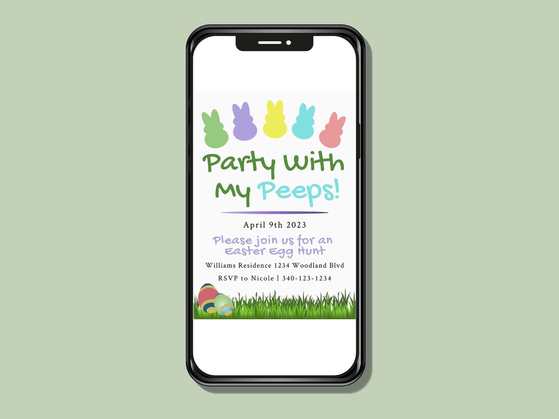 Easter Egg Hunt Invitation Template, Party With My Peeps, Printable ...