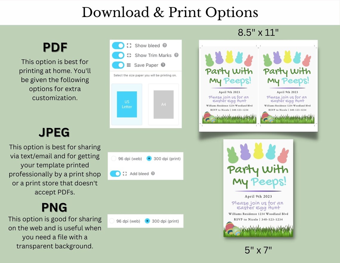 Easter Egg Hunt Invitation Template, Party With My Peeps, Printable ...