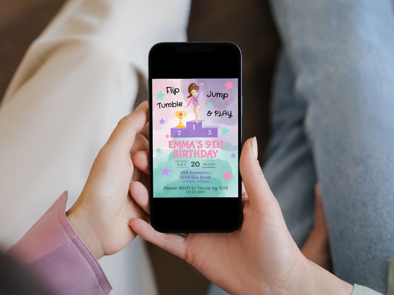 Gymnastics Invitation Editable Gymnastics Birthday Party Invite Flip ...