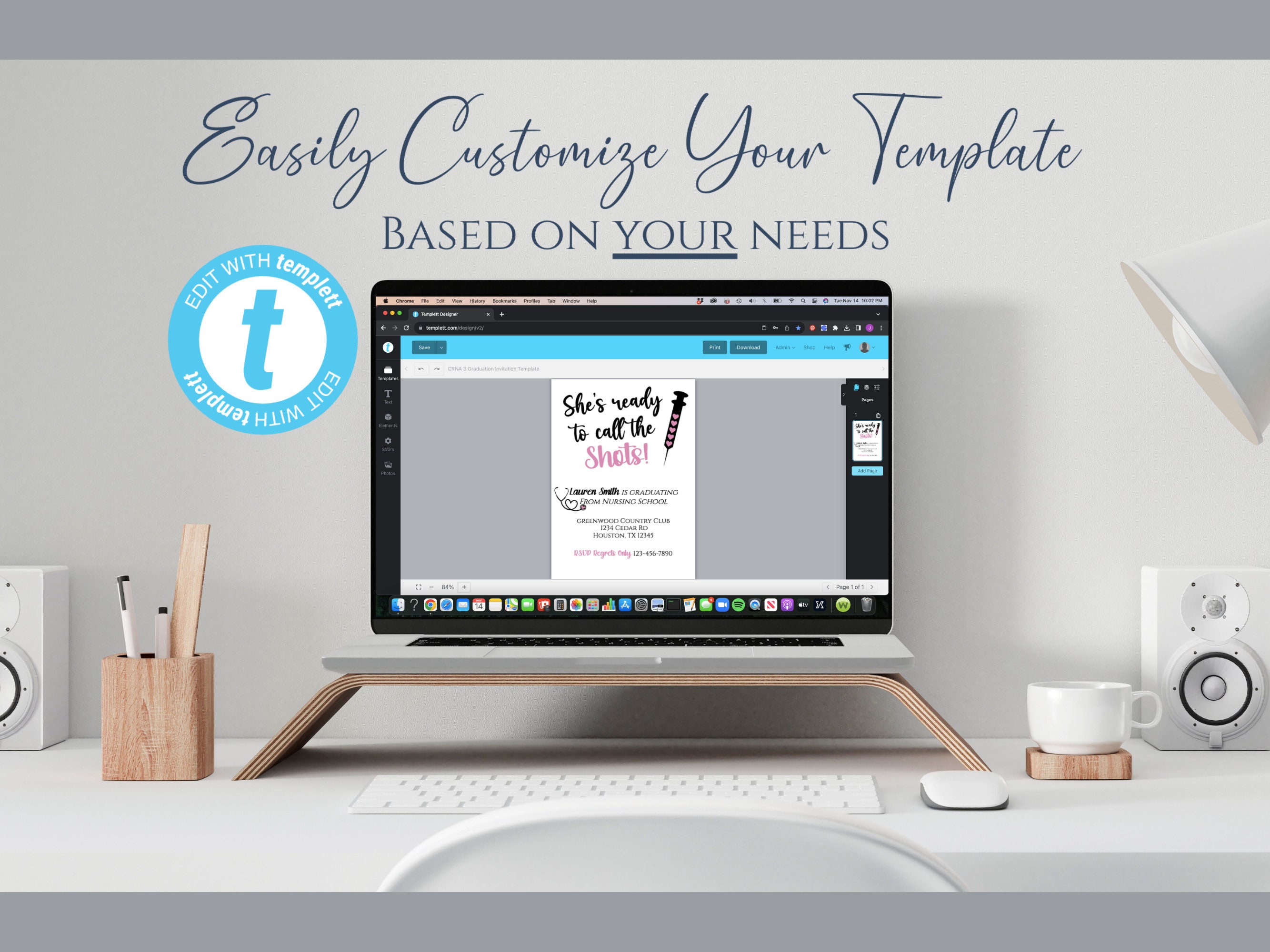 CRNA Nurse Graduation Party Invite She's Ready to Call the Shots ...