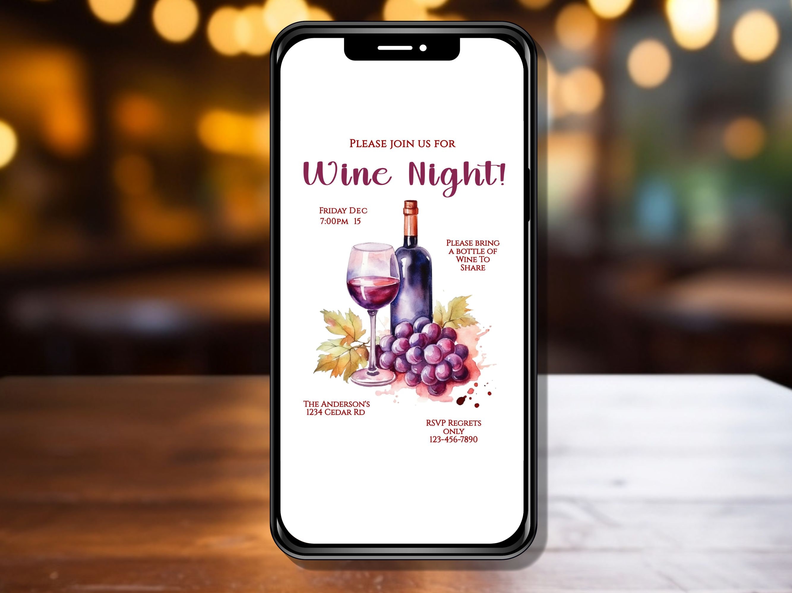 Ladies Night Invite Editable Wine Night Invitation Hens Night Invite ...