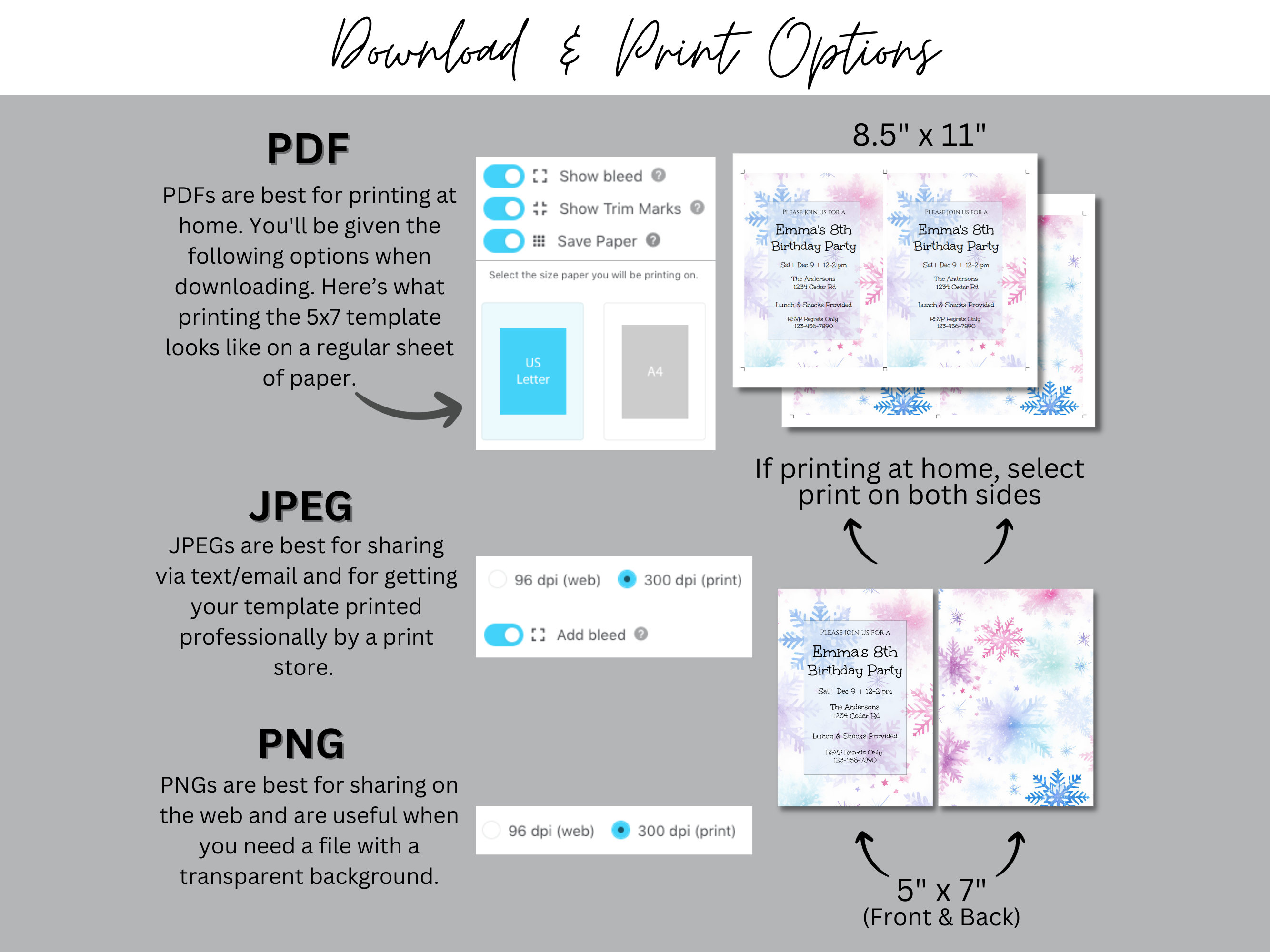 Editable Winter Birthday Invitation Template Ice Princess Birthday ...