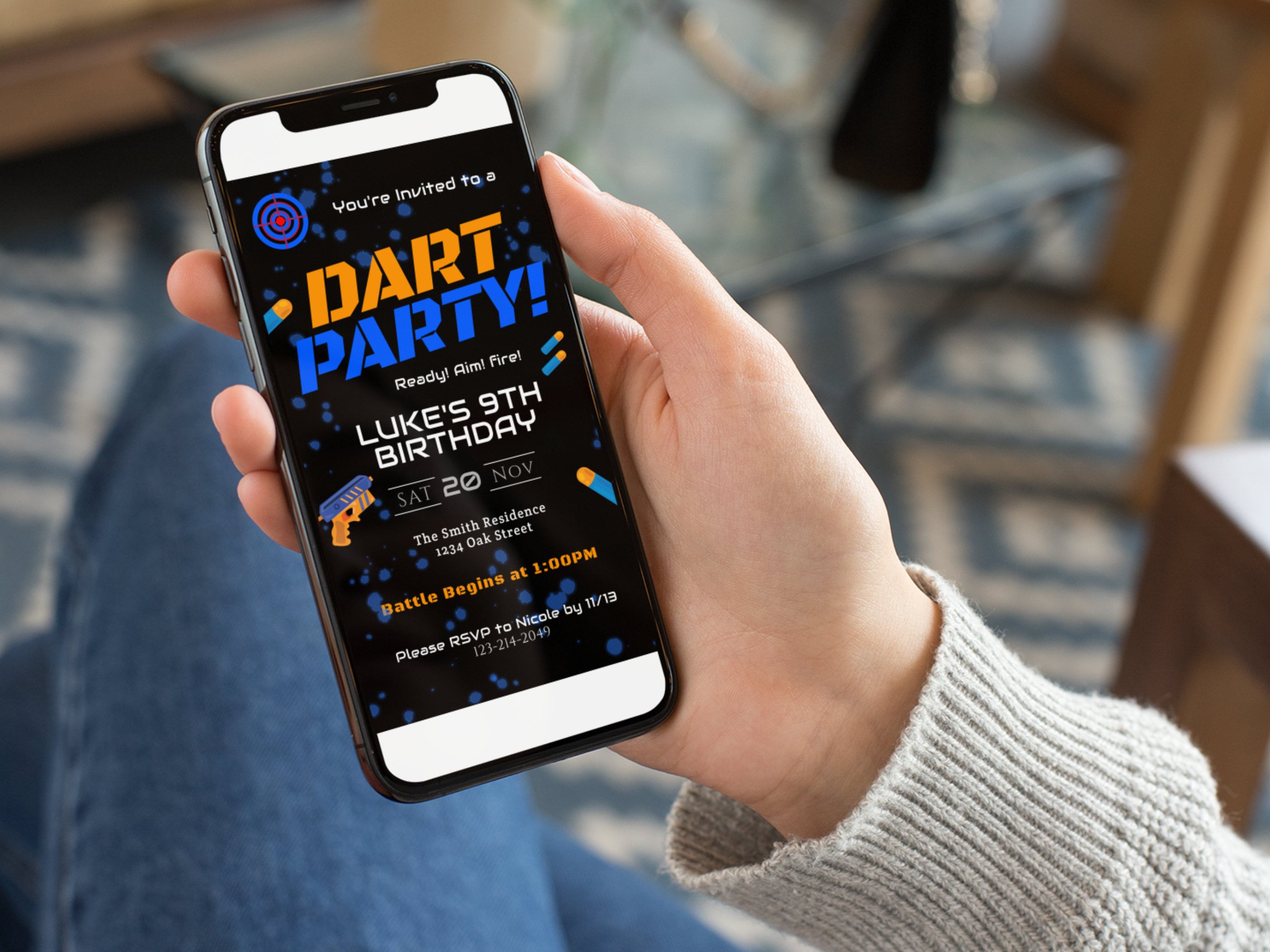 Dart Party Invitation Editable Birthday Invitation Party Dart Gun Party ...