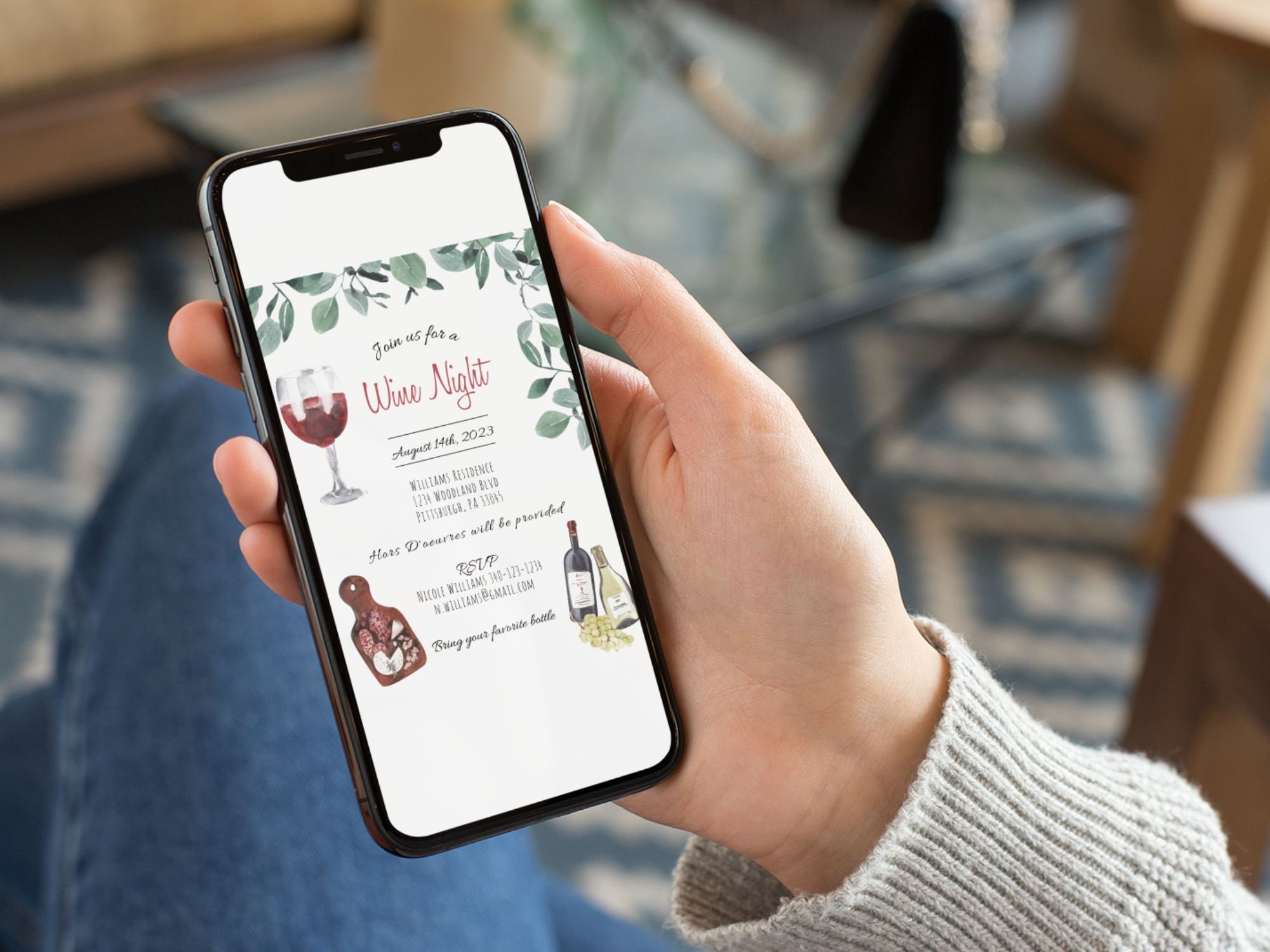 Wine Night Invitation, Wine Invitation Template, Galentines Wine ...