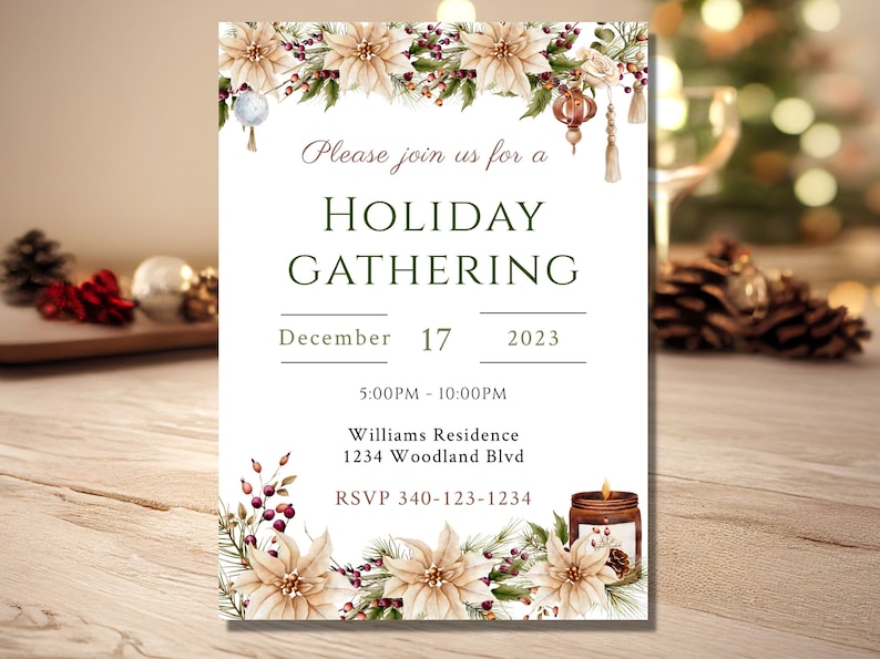 Editable Christmas Party Invitation Holiday Gathering Invite Jingle and ...