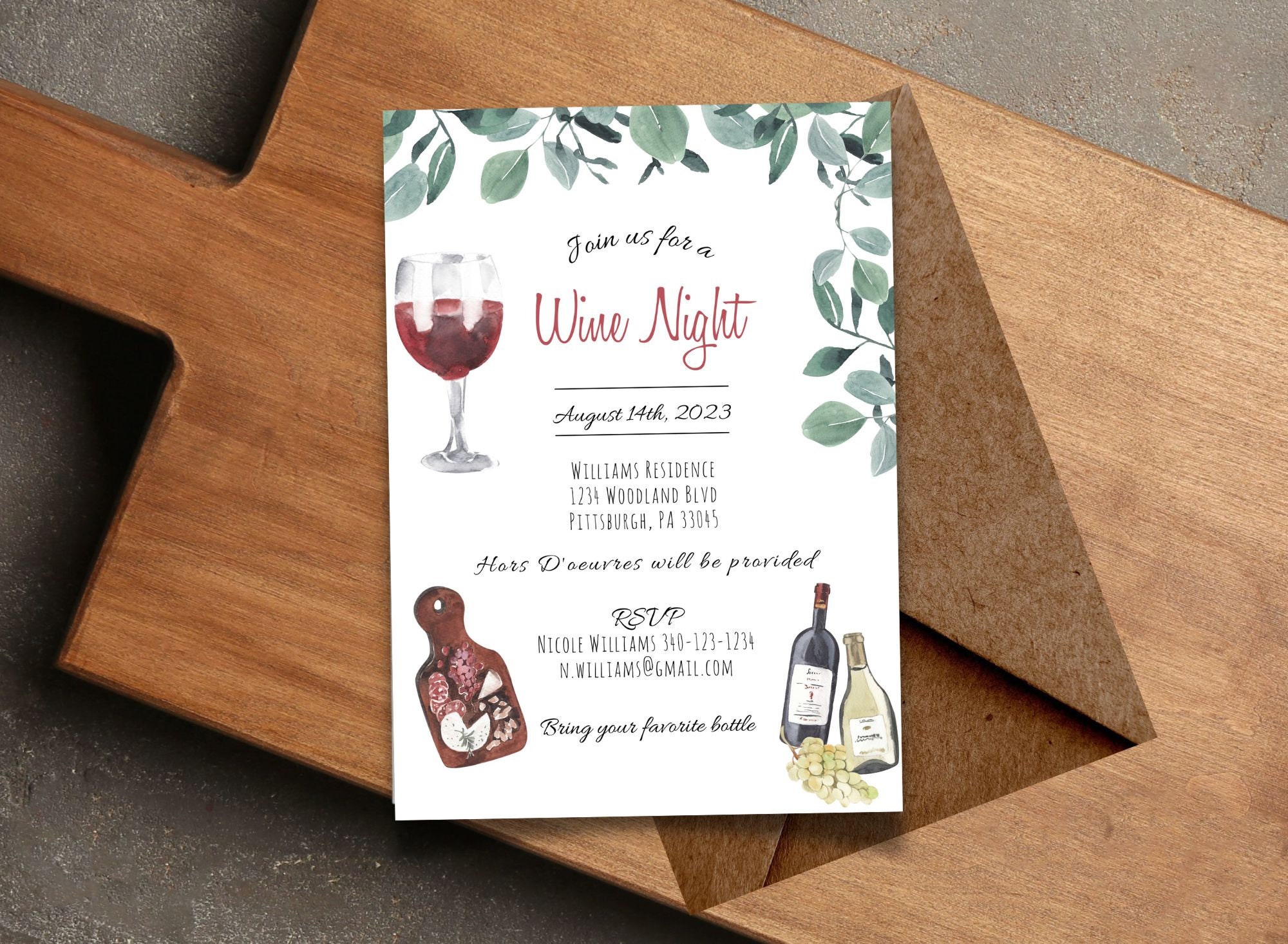 Wine Night Invitation, Wine Invitation Template, Galentines Wine ...