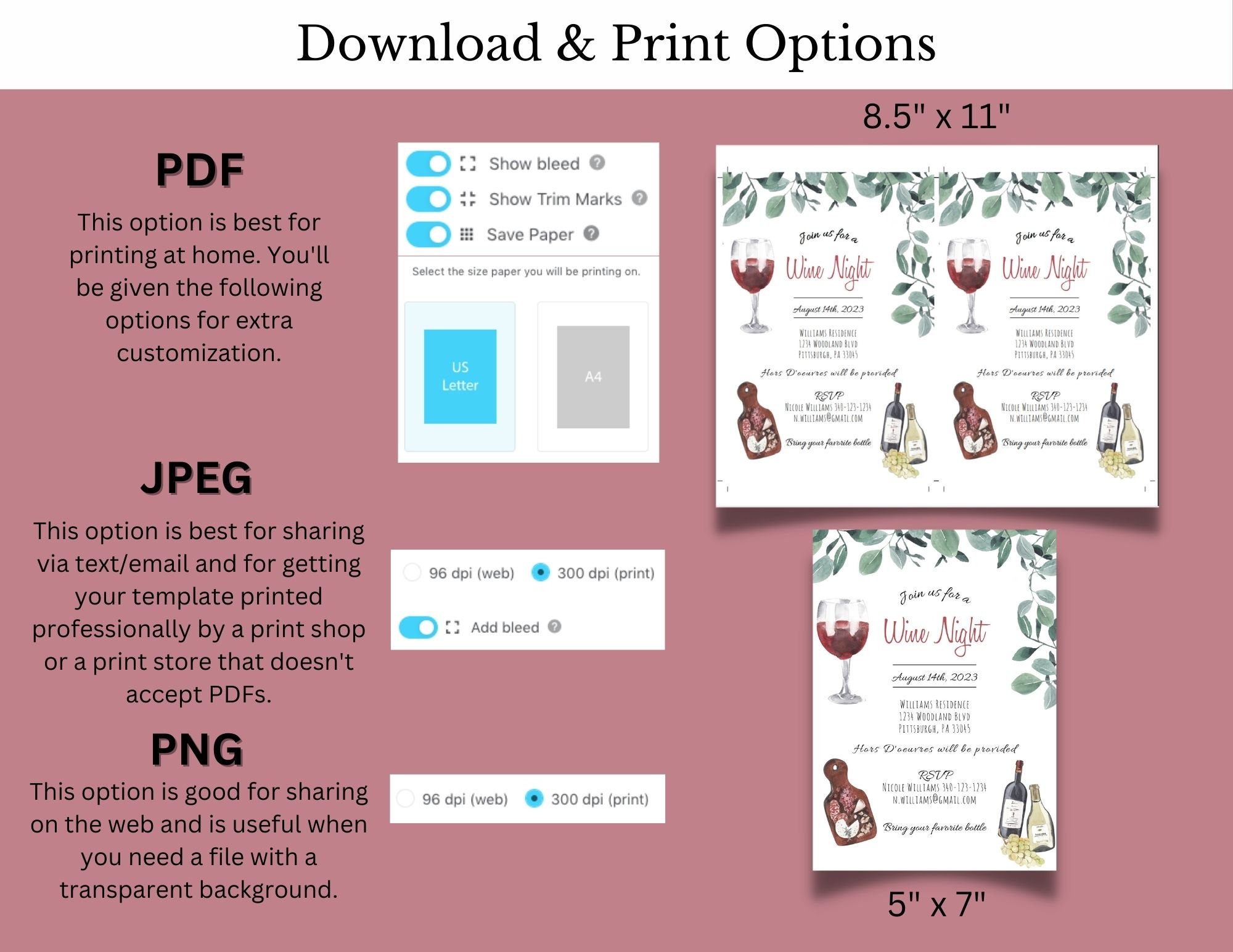 Wine Night Invitation, Wine Invitation Template, Galentines Wine ...