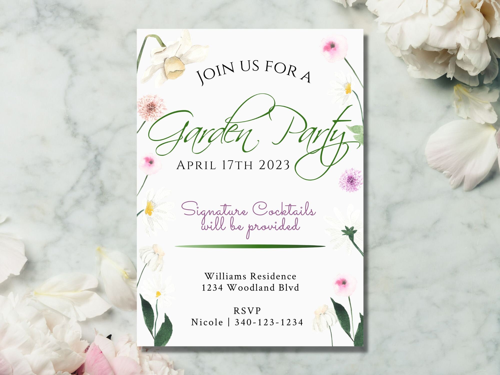 Garden Party Invite Digital Garden Party Invitation Template Printable ...