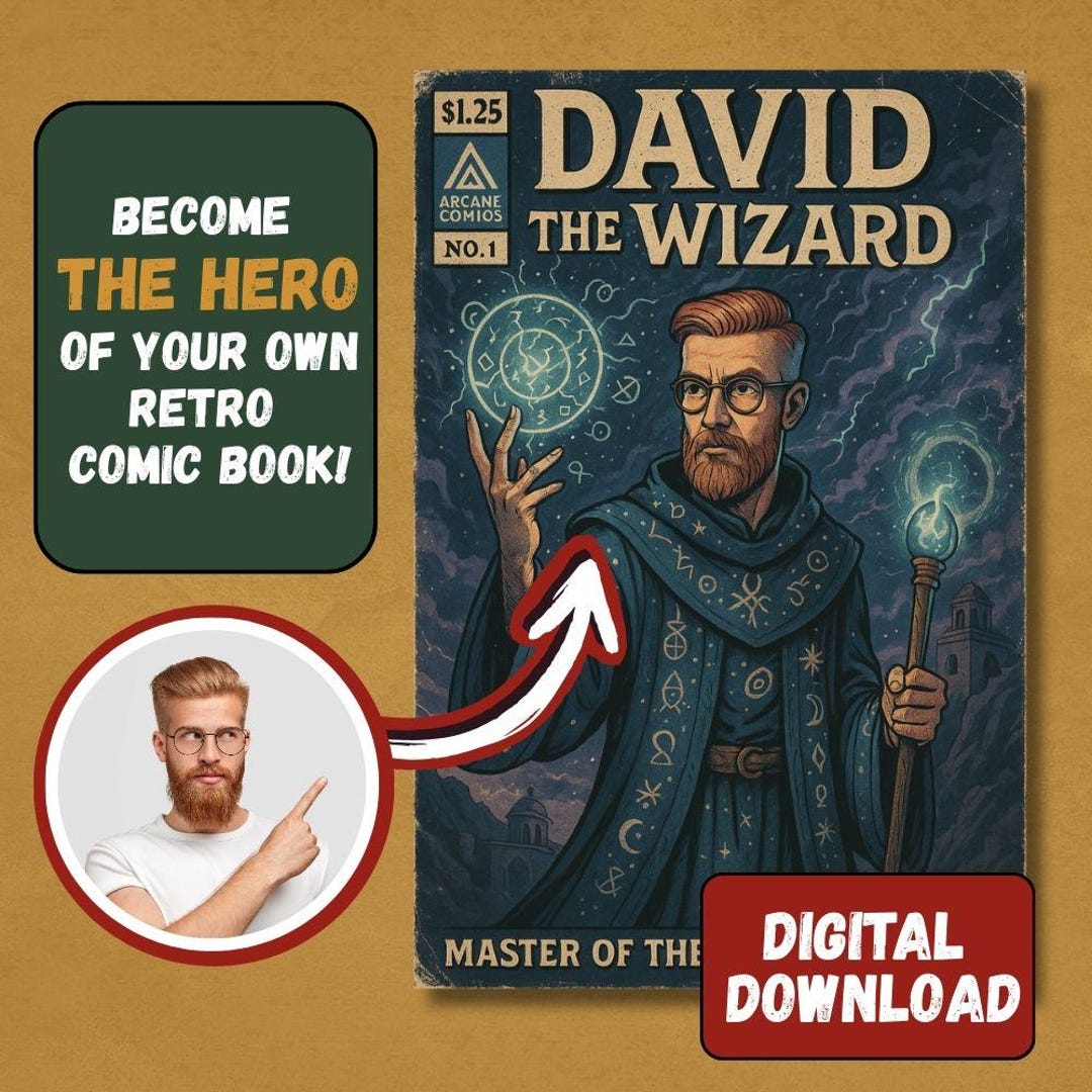 Custom Wizard Comic Cover – 80s Style Digital Portrait From Photo ...
